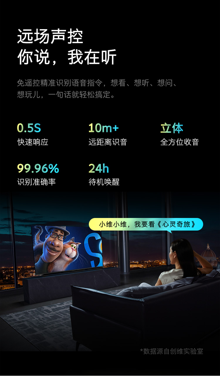 创维65英寸 65A5 Pro 4K超高清 WiFi6 超薄 5G双频 远场语音 护眼全面屏