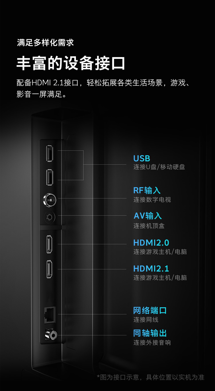 创维65英寸电视 65A33 全功能AI芯片 120Hz疾速屏 MEMC 护眼无屏闪